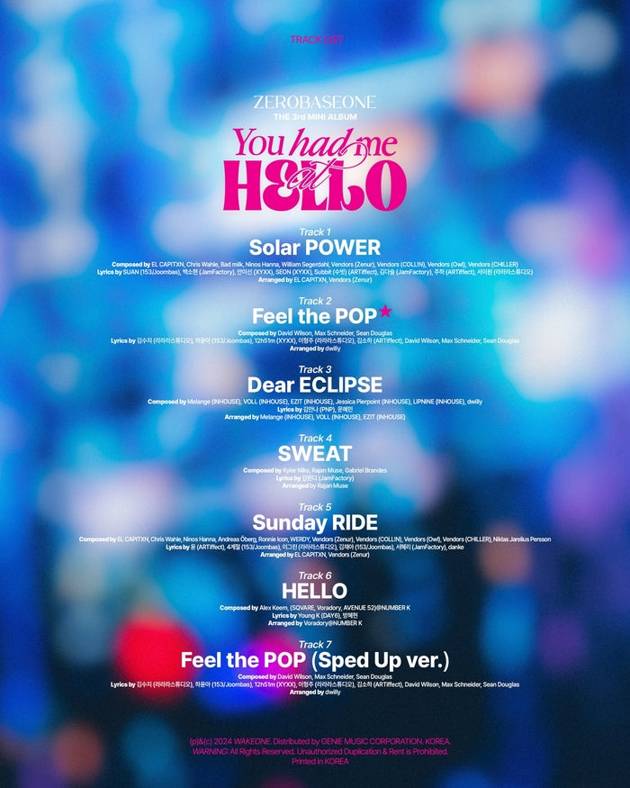 ZEROBASEONE, 3rd mini album tracklist revealed... – Record Planet